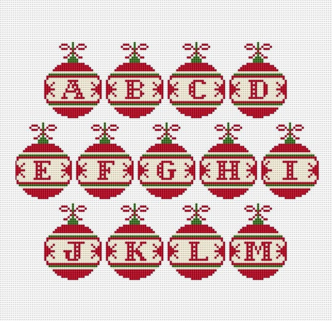 Christmas Alphabet Cross Stitch Pattern, Christmas Balls Hand ...