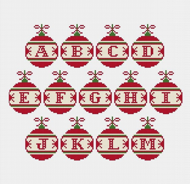 Christmas Alphabet Cross Stitch Pattern Christmas Balls Hand - Etsy