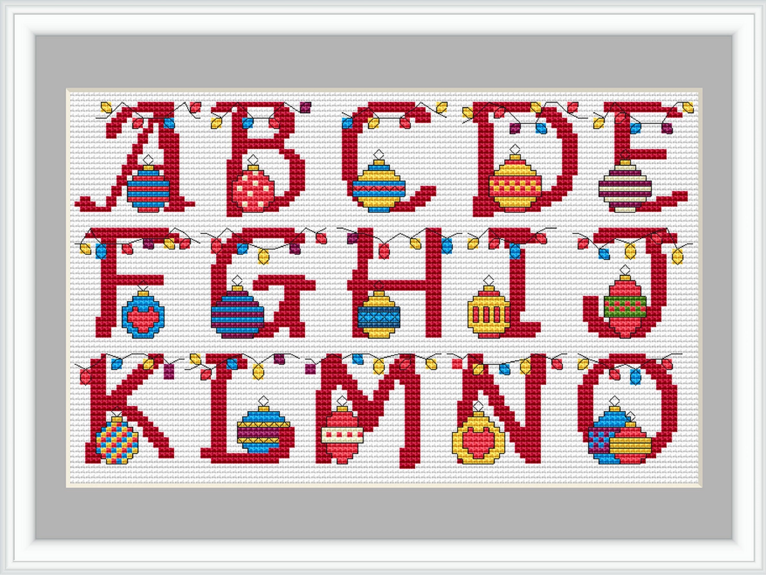 Christmas Monogram Font, Cross Stitch Letters, Christmas Alphabet ...