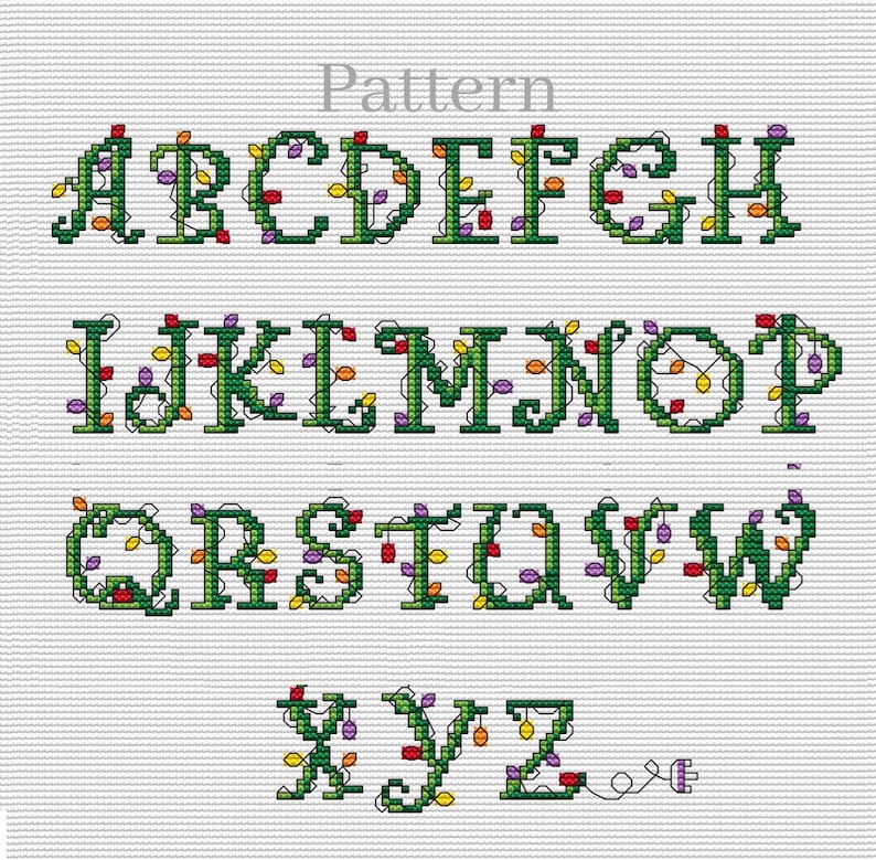 Christmas Alphabet Cross Stitch Pattern, Christmas Monogram Letters ...