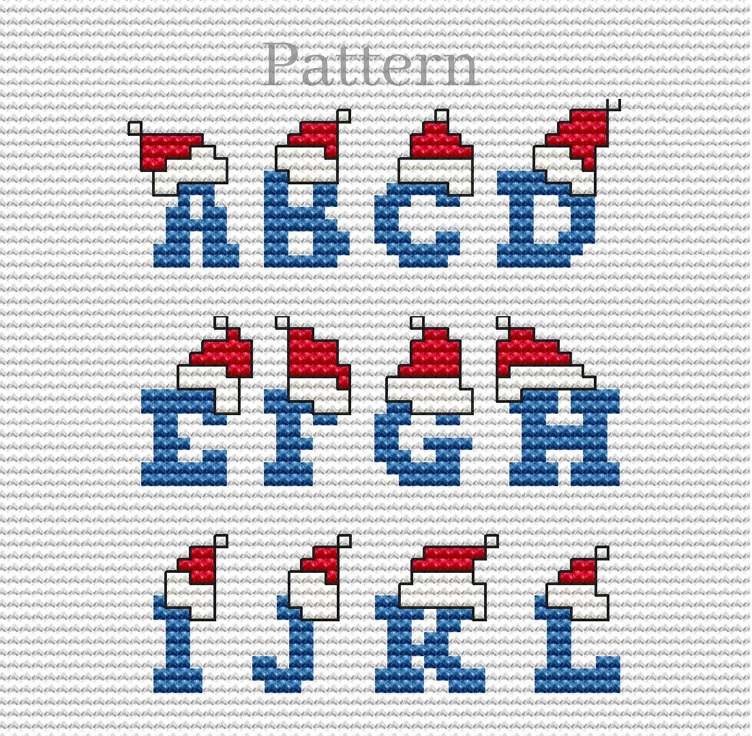 Christmas Alphabet Chart Cross Stitch Pattern, Blue Christmas Cross ...