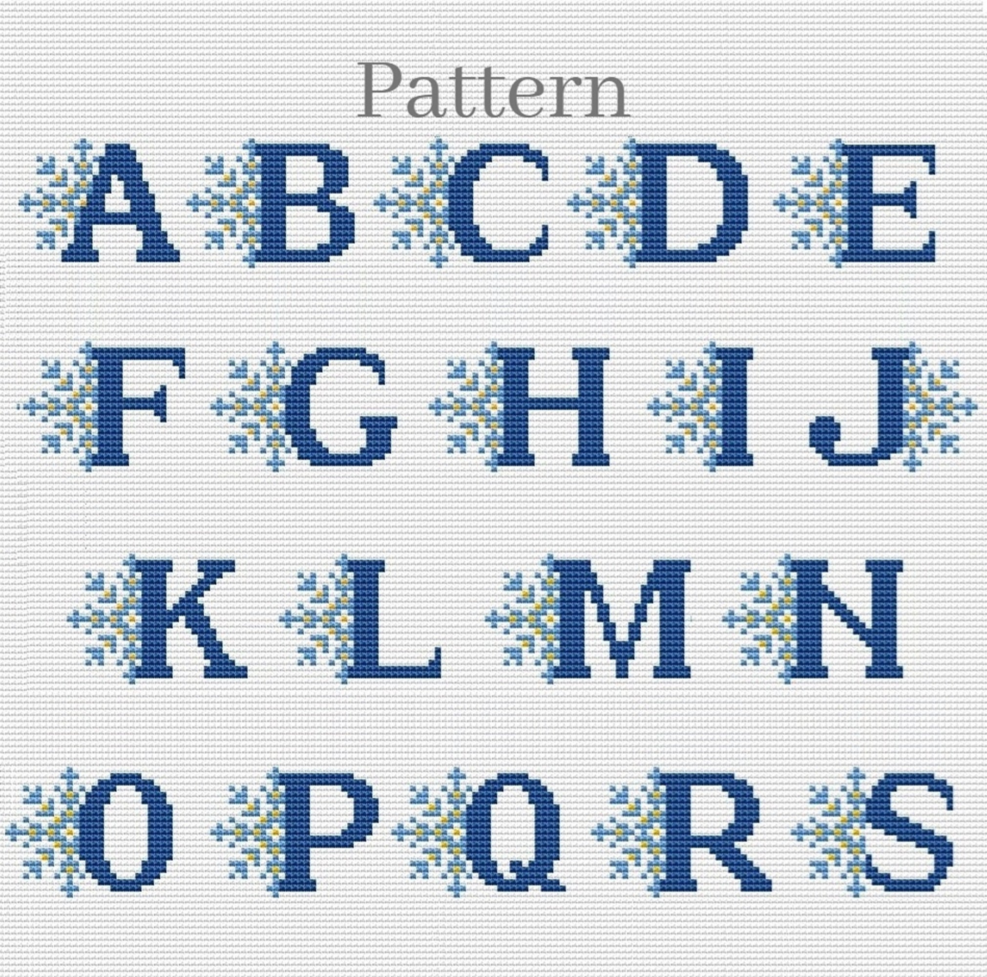 Snowflake Alphabet Cross Stitch Pattern Monogram Alphabet Cross Stitch ...