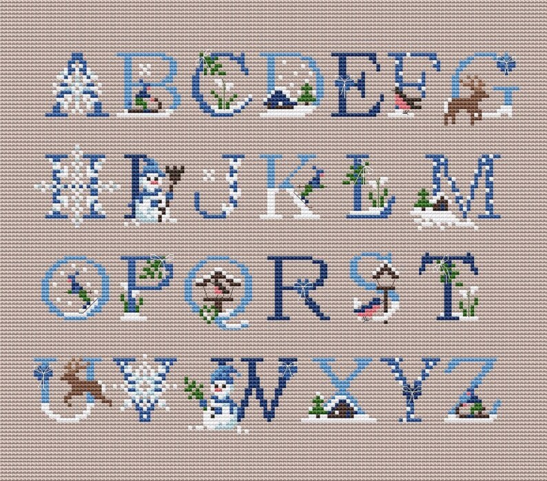 Monogram Fonts Cross Stitch Pattern Christmas Alphabet Cross - Etsy