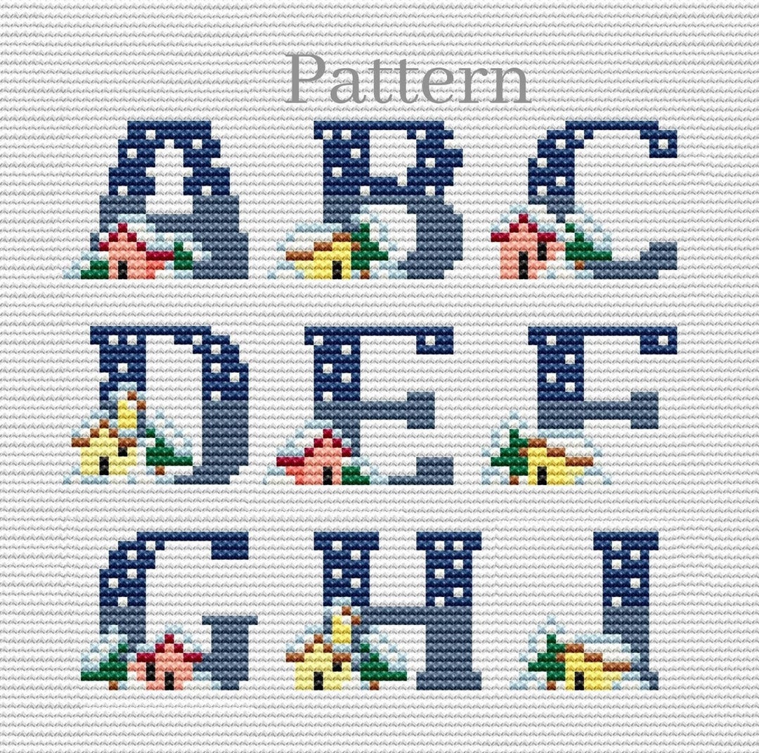 Christmas Alphabet Chart Cross Stitch Pattern, Monogram Letters, ABC ...