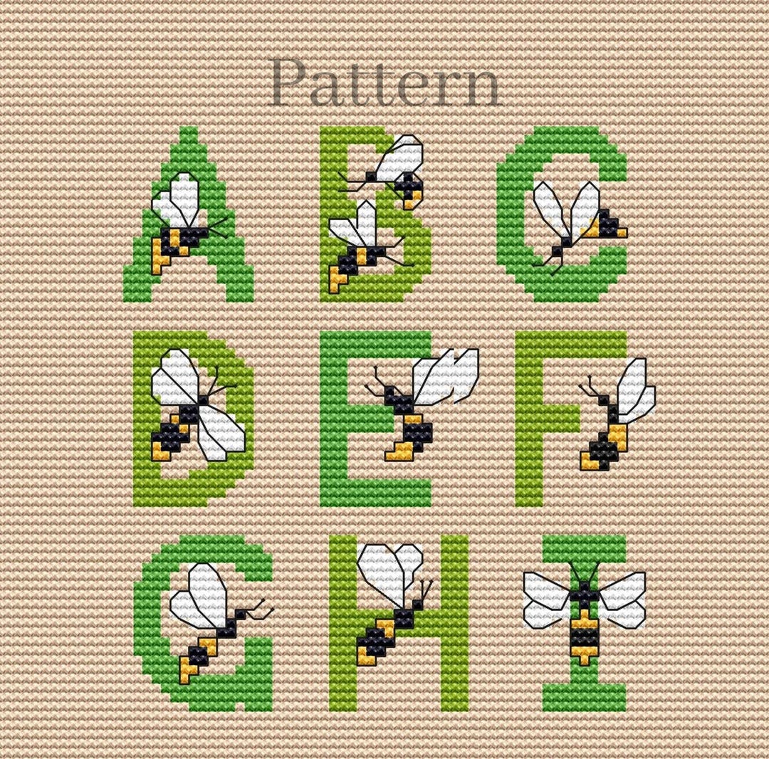 ABC Alphabet Cross Stitch Pattern, Monogram Letters, Cross Stitch Bee ...