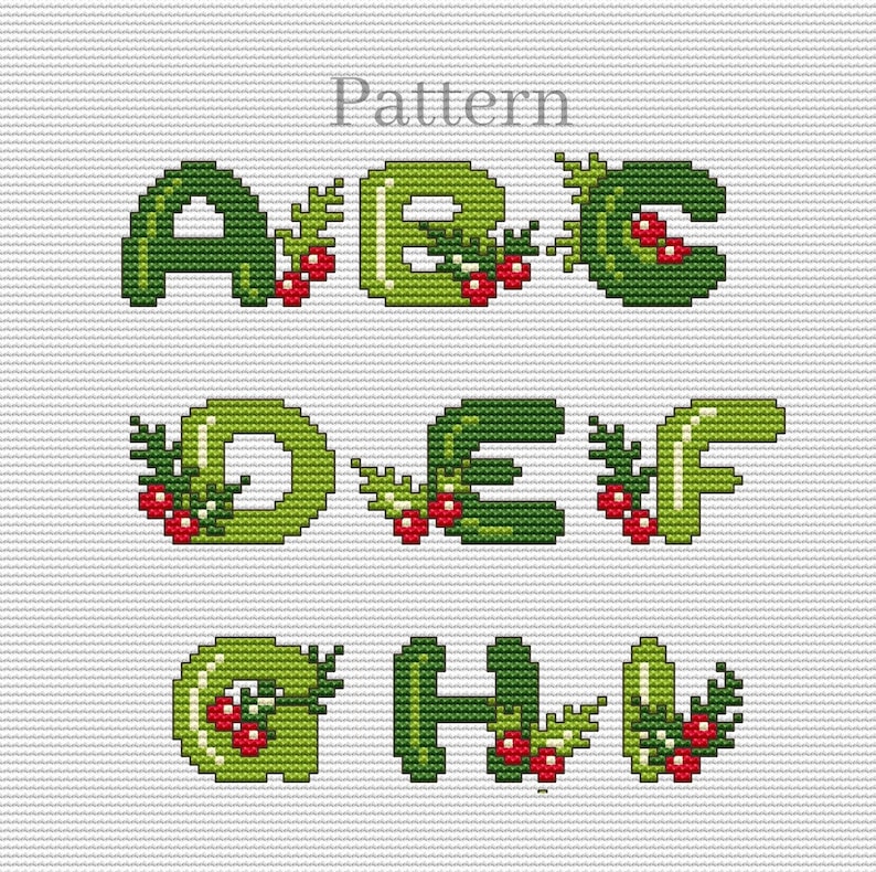 Christmas Alphabet Cross Stitch Pattern for Monogram Letters - Etsy
