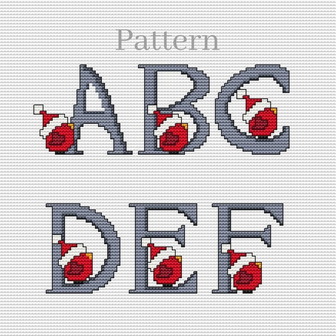 Christmas Alphabet Cross Stitch Pattern With Red Cardinals for ...