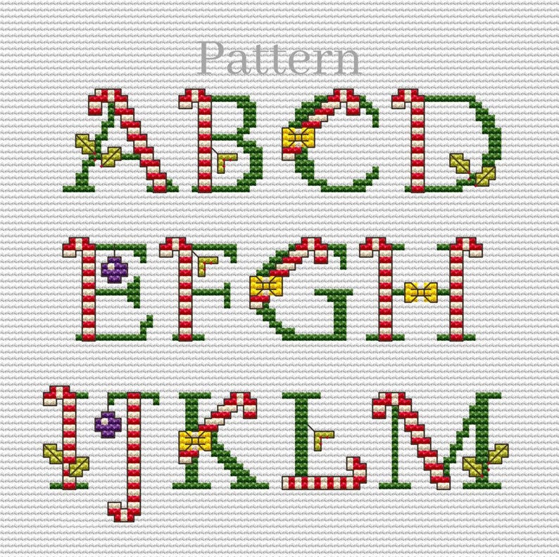 Christmas Alphabet Cross Stitch Pattern for Monogram Ornaments With ...
