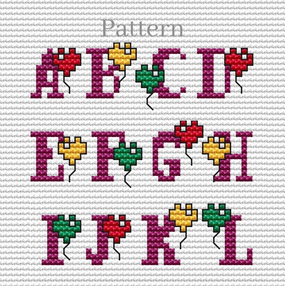 Heart Alphabet Cross Stitch Pattern With Letters and Numbers - Etsy