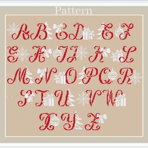 Christmas Alphabet Cross Stitch Pattern Christmas Monogram - Etsy