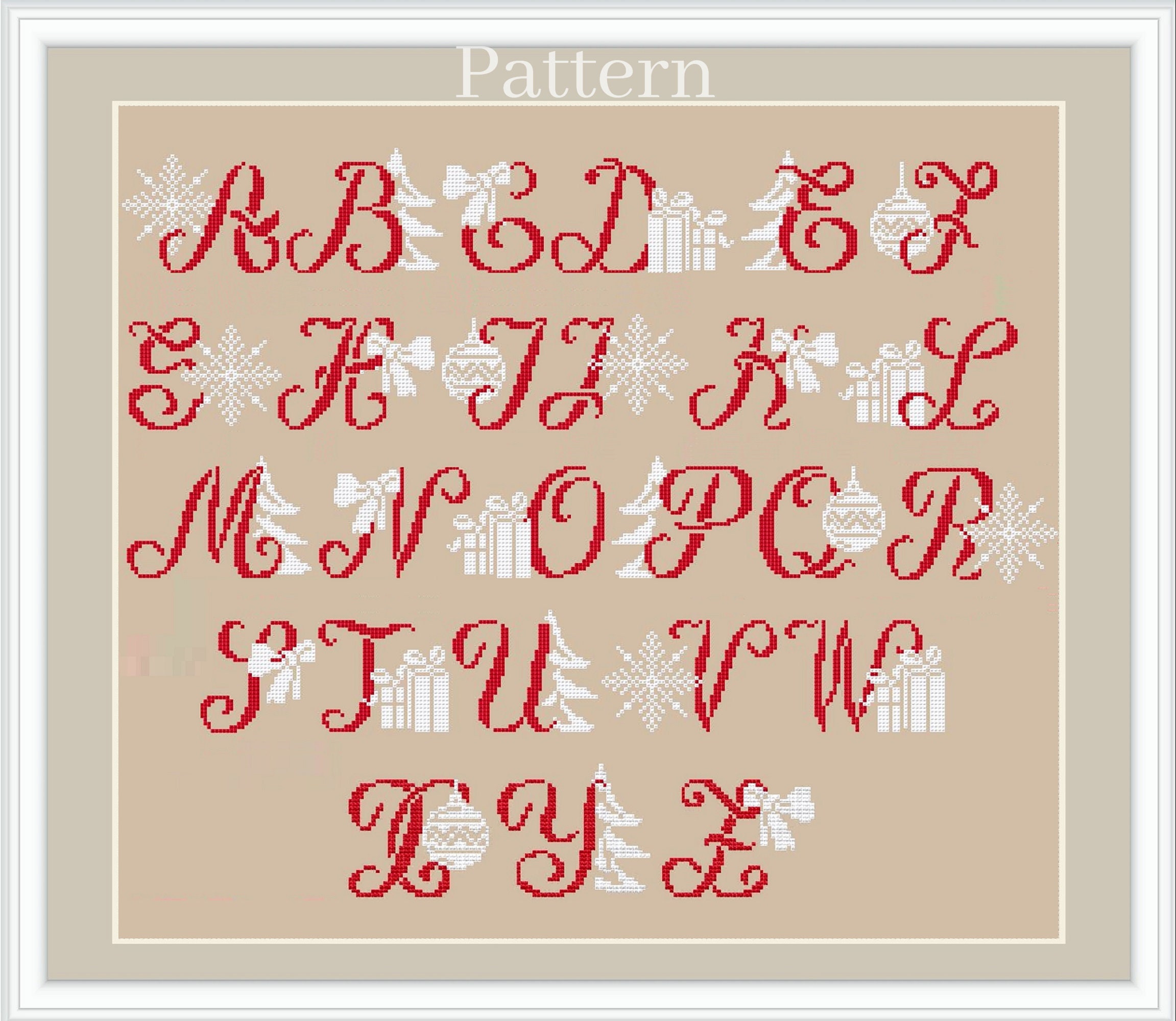 Christmas Alphabet Cross Stitch Pattern Christmas Monogram - Etsy