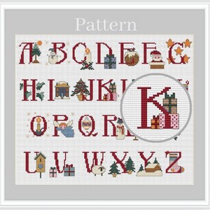 Christmas Alphabet Cross Stitch Pattern for Monogram Ornaments With ...