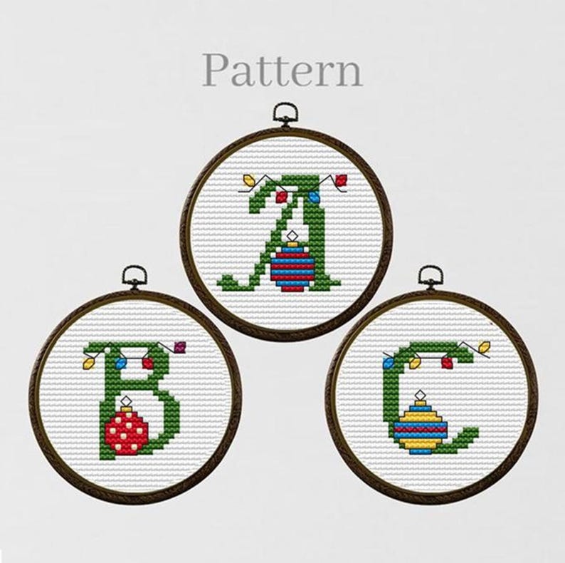 Christmas Alphabet Cross Stitch Pattern With Monogram Letters and ...
