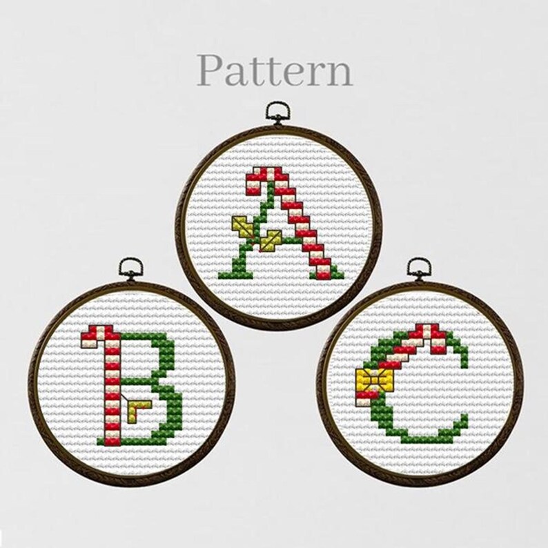Christmas Alphabet Cross Stitch Pattern for Monogram Ornaments With ...