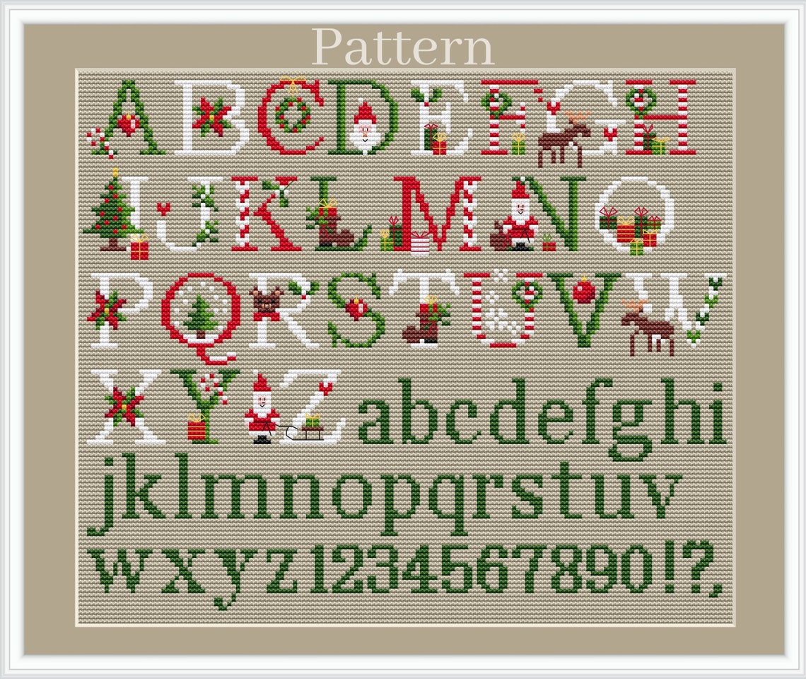 Christmas Alphabet Cross Stitch Pattern Christmas Monogram - Etsy