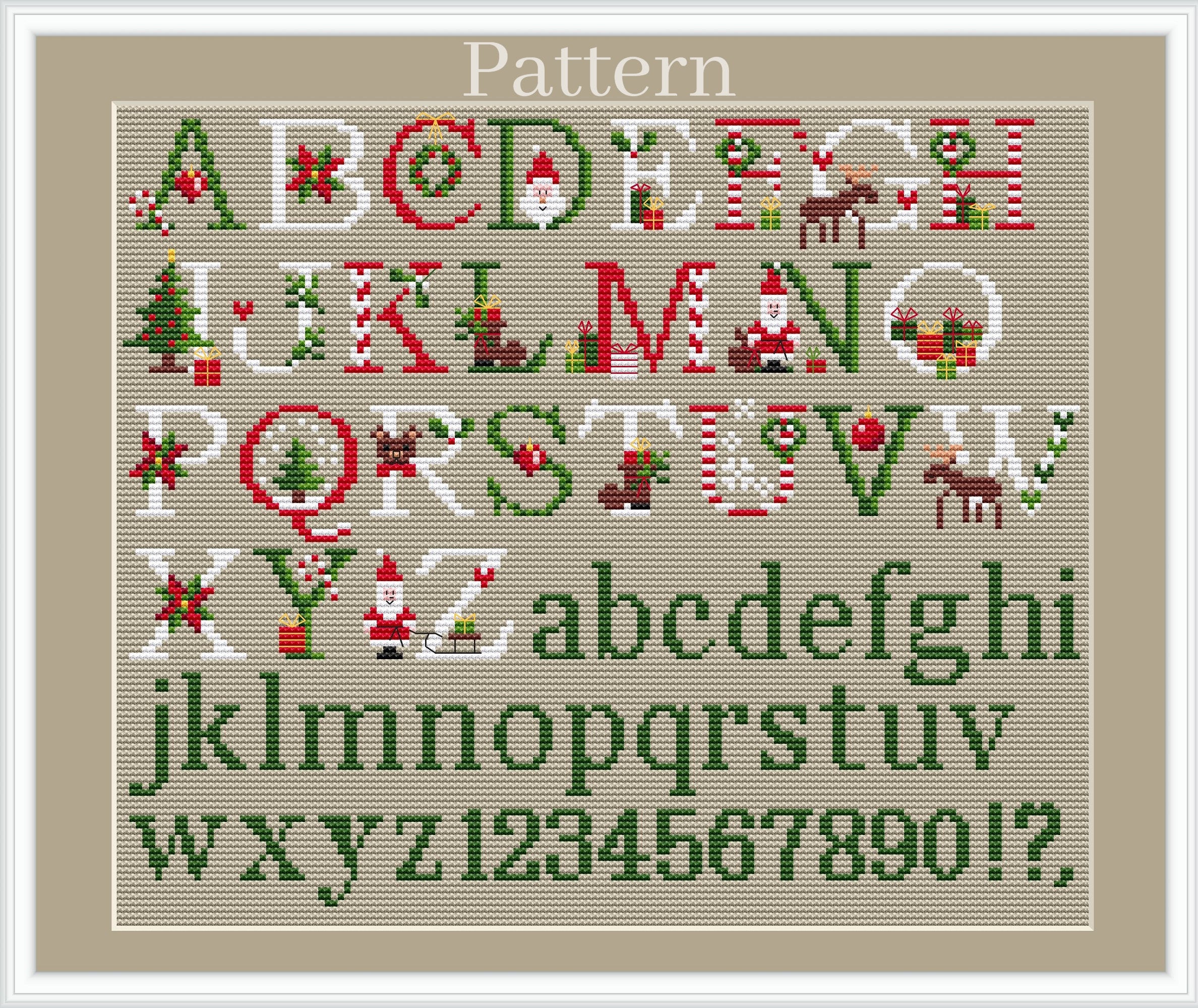 Christmas Alphabet Cross Stitch Pattern Christmas Monogram - Etsy