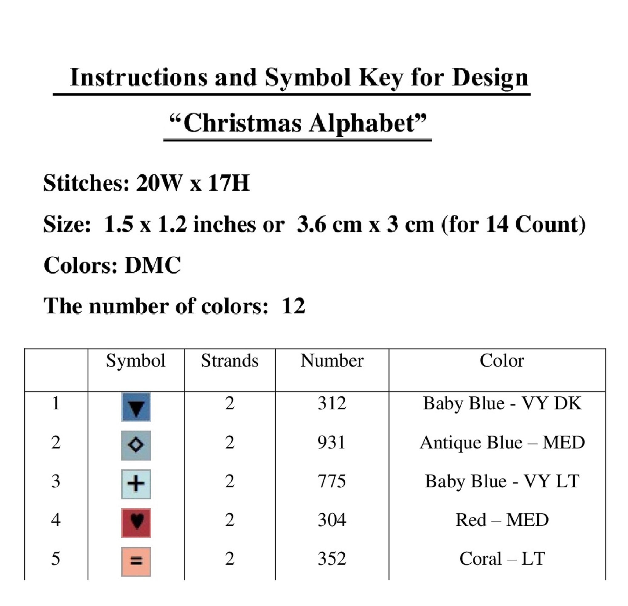 Christmas Alphabet Chart Cross Stitch Pattern, Monogram Letters, ABC ...