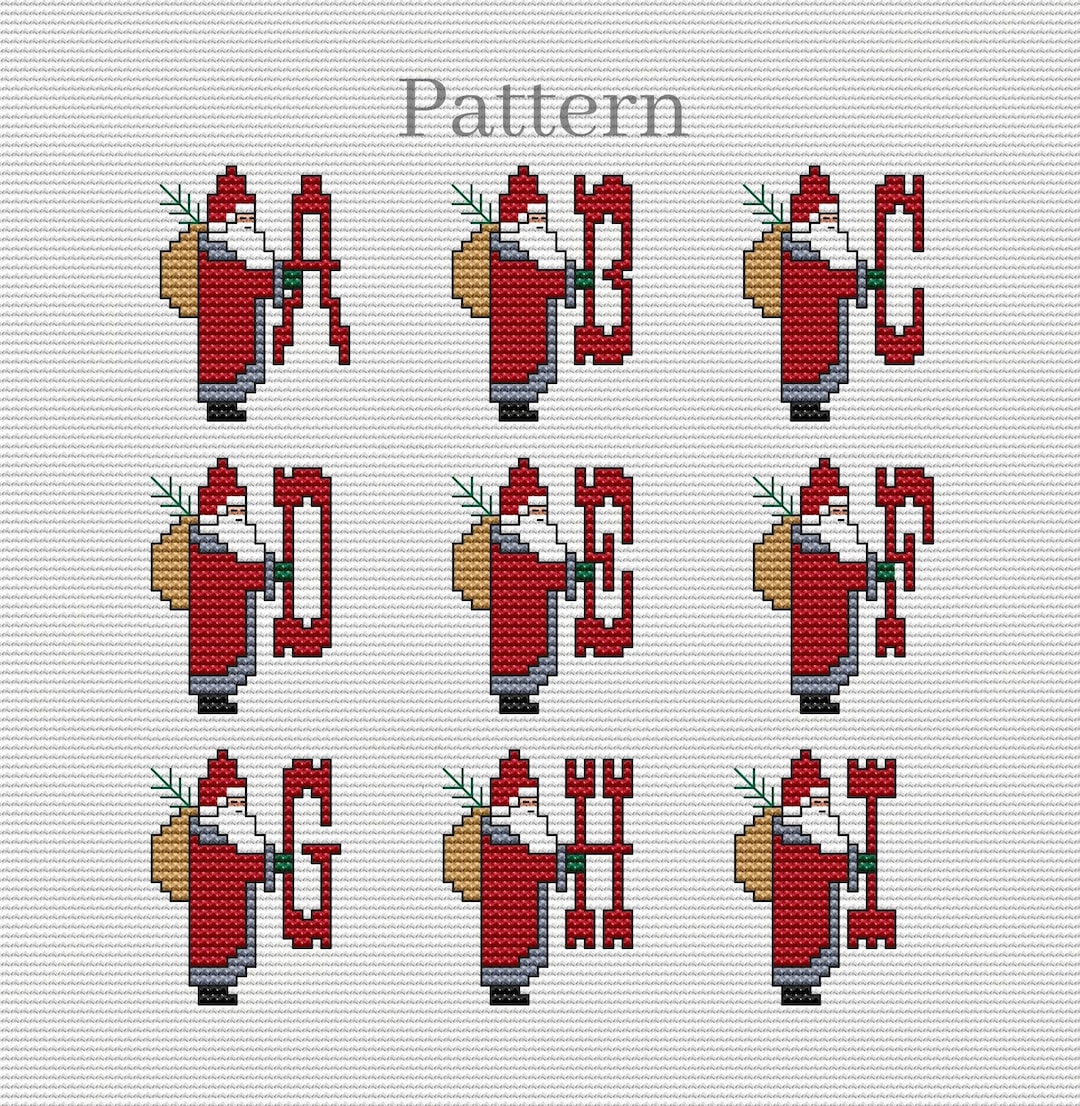 Santa Claus Alphabet Cross Stitch Pattern With Christmas Monogram ...