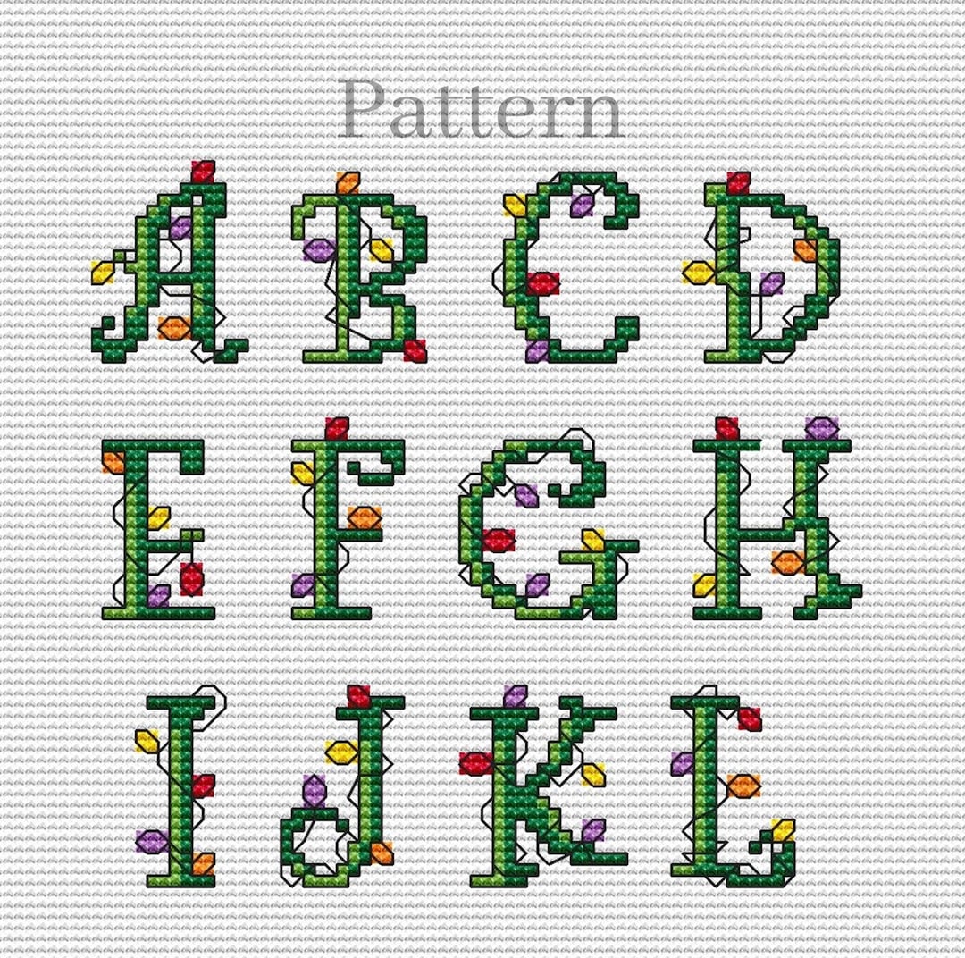 Christmas Alphabet Cross Stitch Pattern With Monogram Letters for ...