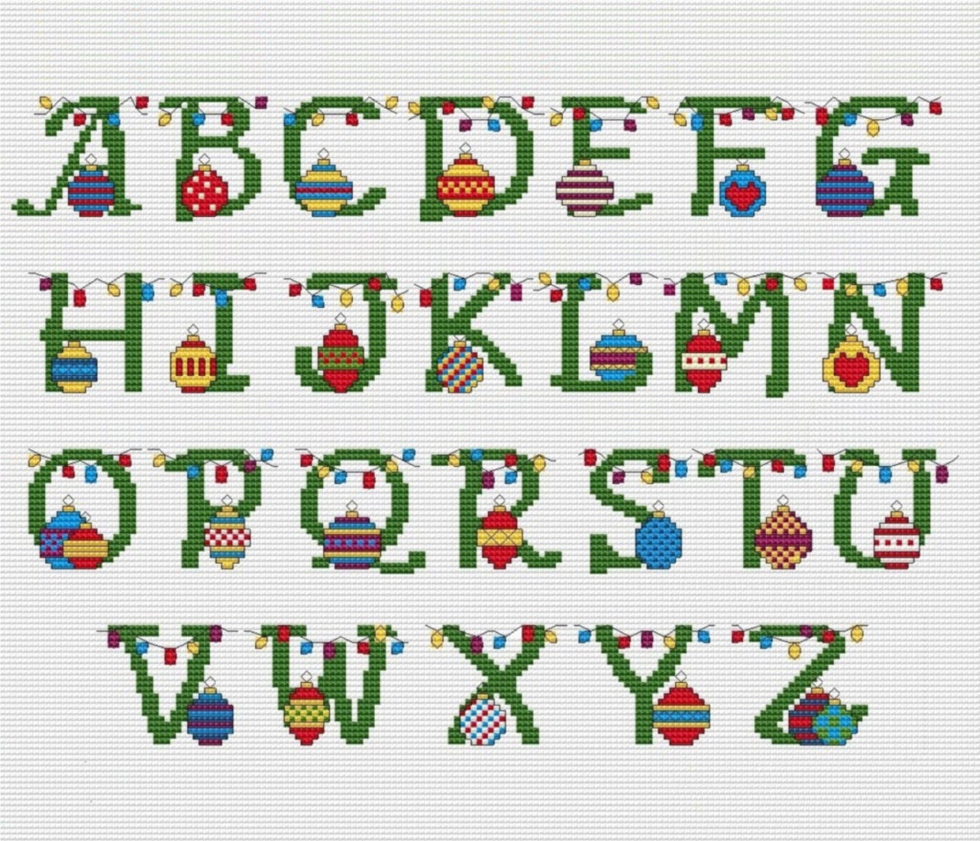 Christmas Monogram Font, Cross Stitch Letters, Christmas Alphabet ...