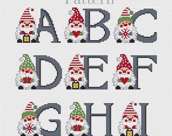 Alphabet de Noël au point de croix avec lettres monogrammes pour ...