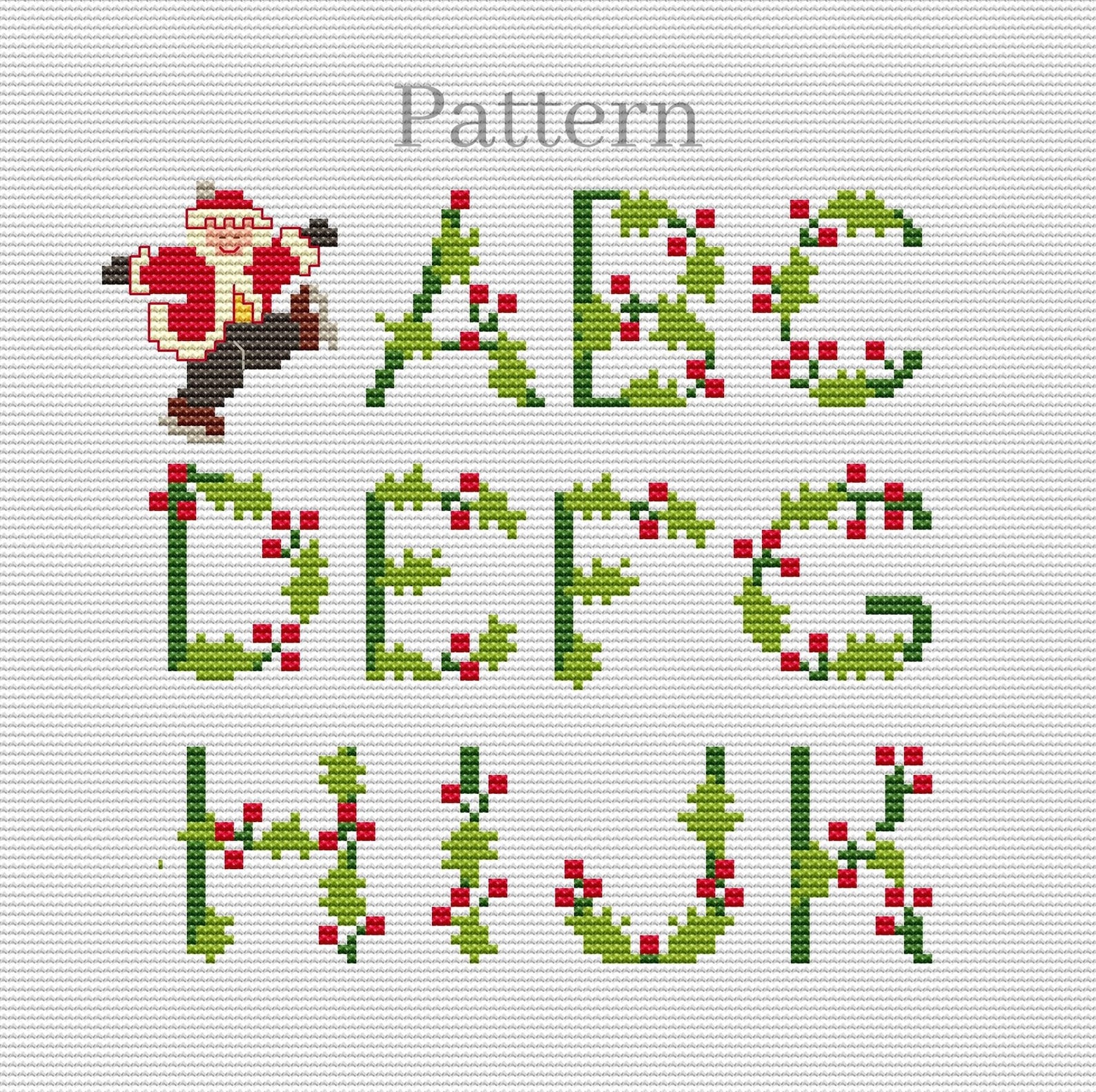 Christmas Alphabet Cross Stitch Pattern With Monogram Letters for ...