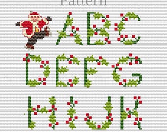 Alphabet de Noël au point de croix avec lettres monogrammes pour ...