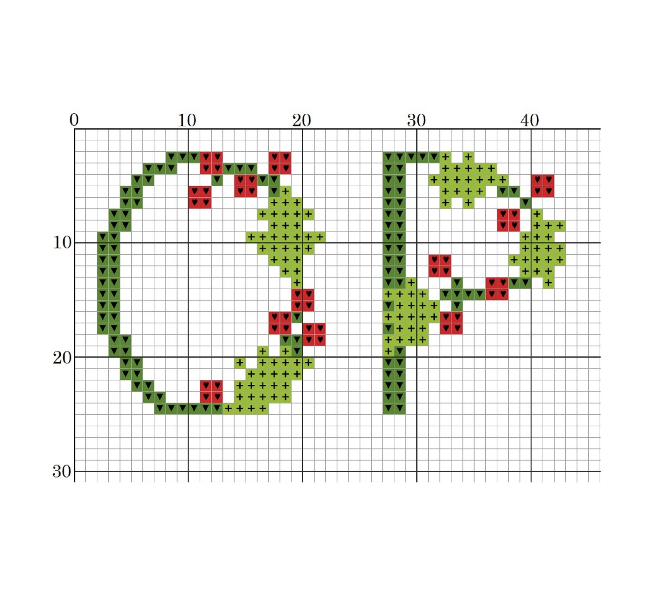 Christmas Alphabet Chart Cross Stitch Pattern, Christmas Monogram ...