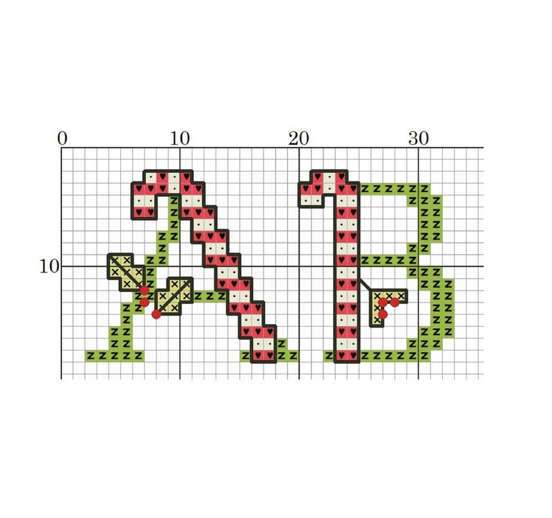 Christmas Alphabet Cross Stitch Pattern for Monogram Ornaments With ...