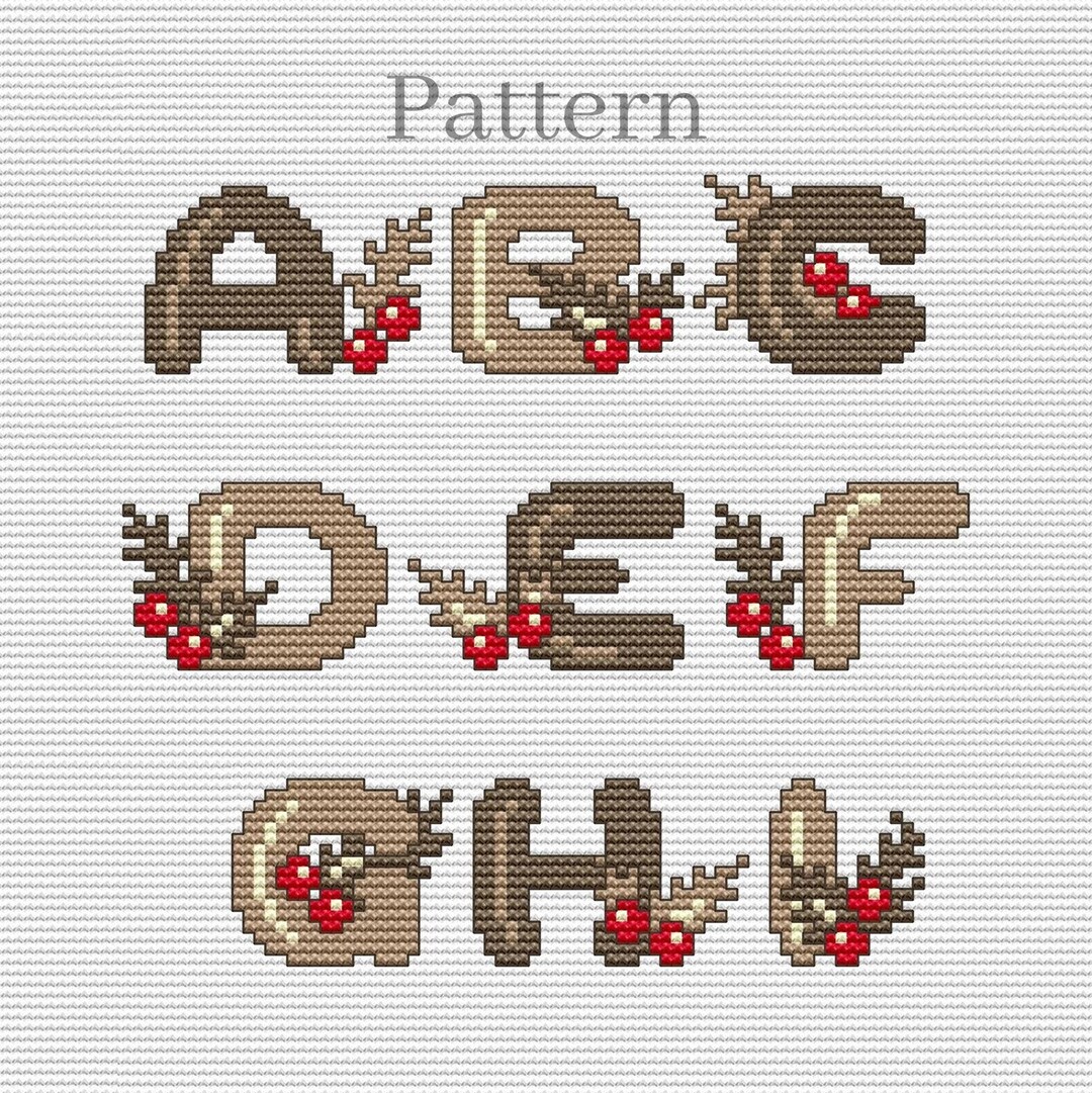 Christmas Alphabet Cross Stitch Pattern: Red Berry Monogram (PDF ...
