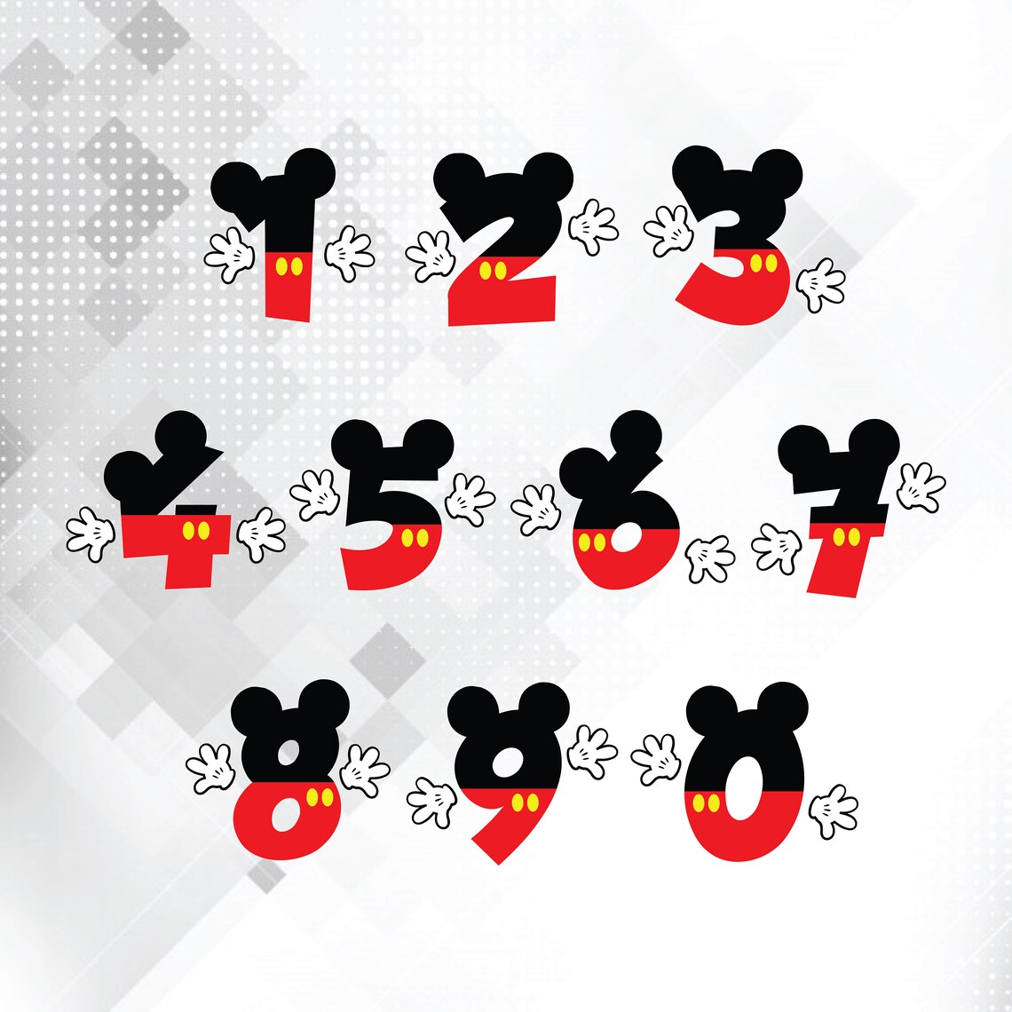 Mickey Head Hand Number Svg Disney Number Svg Number Svg | Etsy