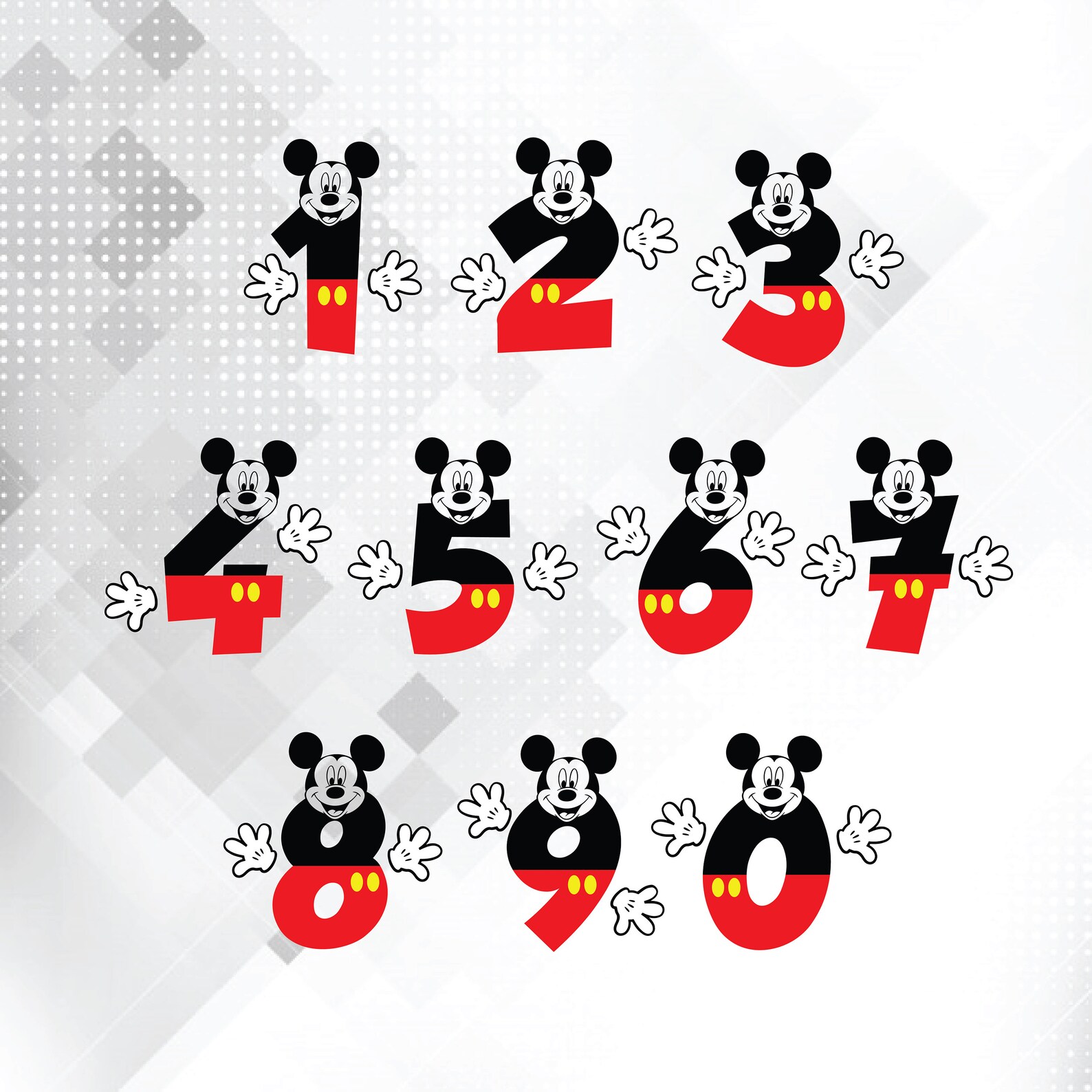 Mickey Head Hand Number Svg Disney Number Svg Number Svg | Etsy