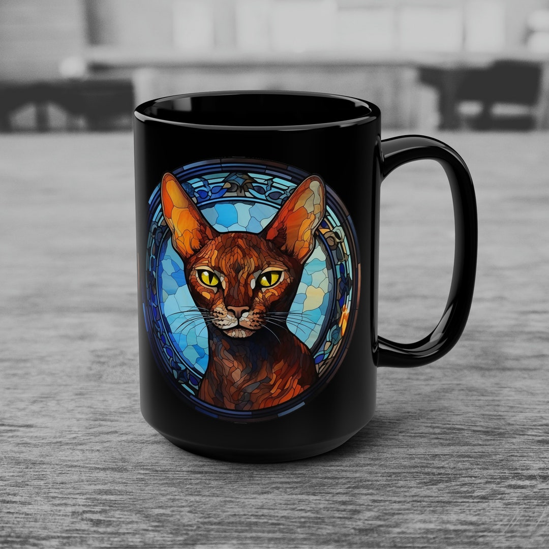 Abyssinian Stain Glass Design Mug, Cute Cat Lover Gift, Cat Collector ...