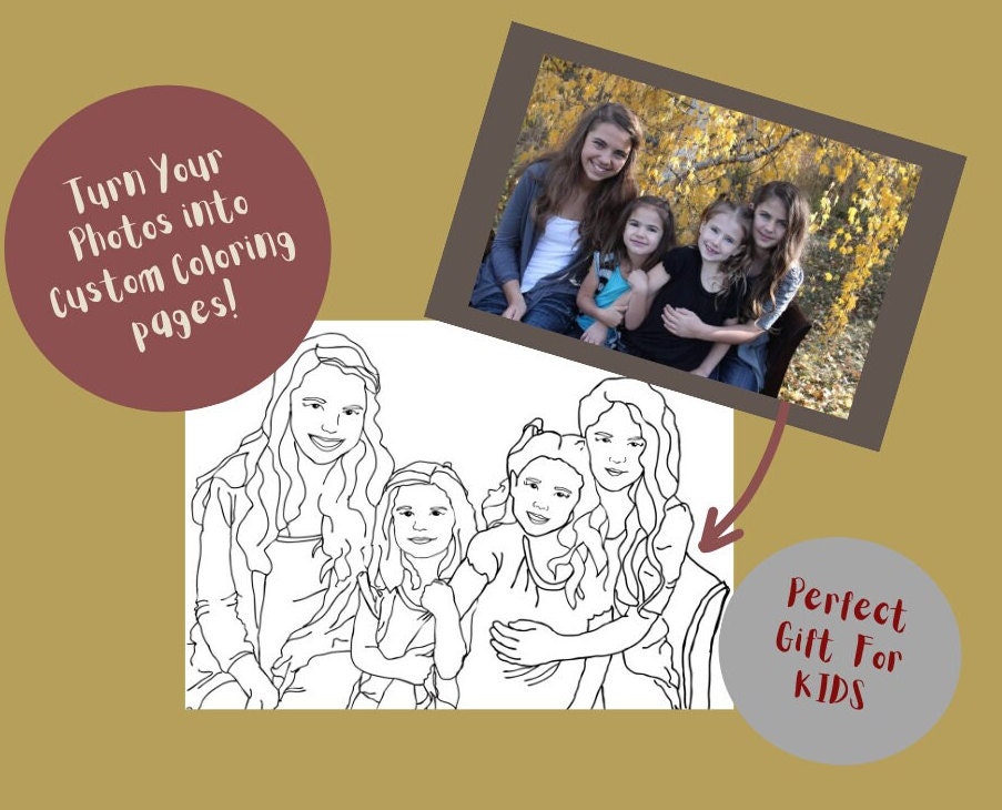 Custom Coloring Pages, Personalized From Photos, Childrens Coloring ...