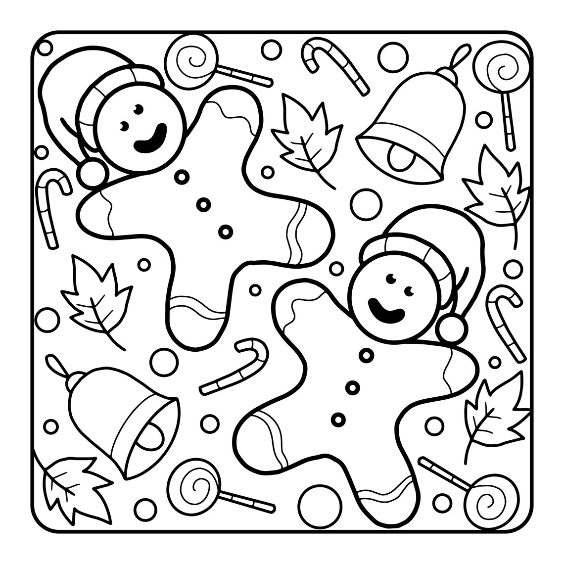 Gingerbread Coloring Sheet - Etsy
