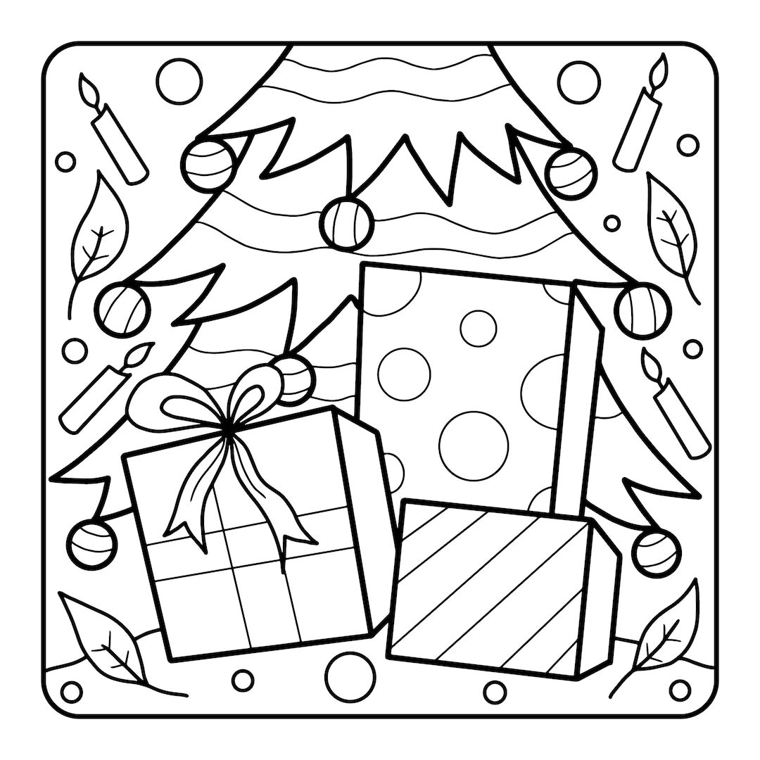 Christmas Tree and Presents Coloring Sheet - Etsy