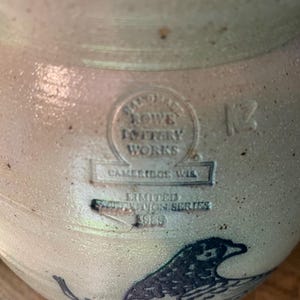 RARE NEW Rowe Pottery Works 1996 Butter Churn With Bird Design Salt ...