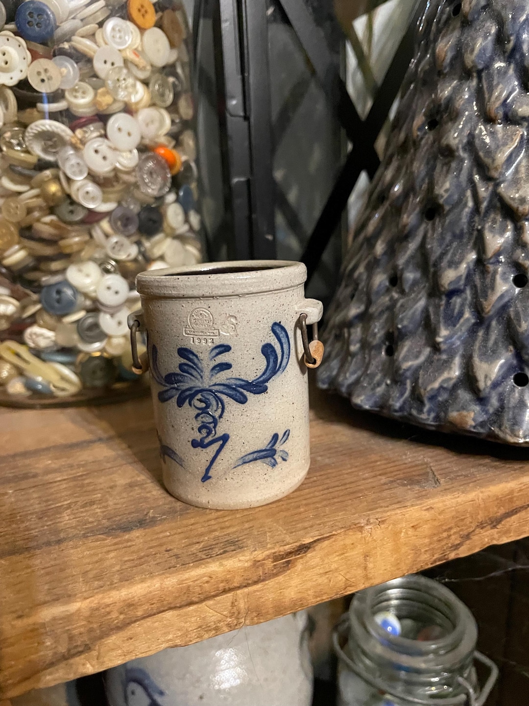 Vintage RARE Rowe Pottery Works 1992 Miniature 2 Gallon Crock Bee Sting ...