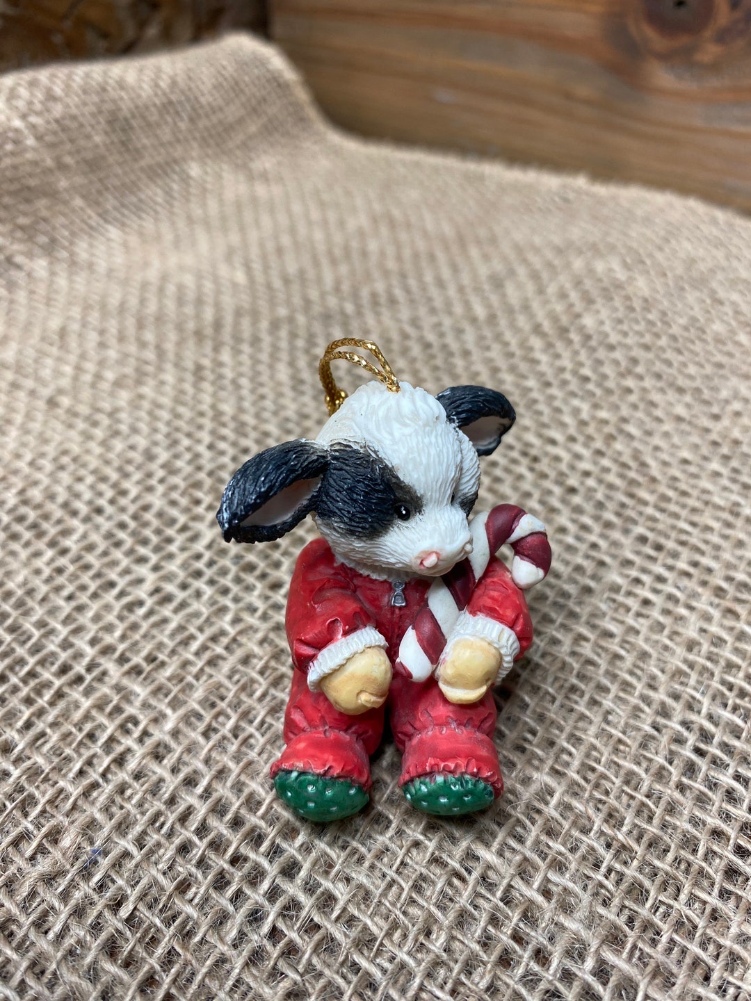 Mary Moo Moos "cow Holding Candy Cane" Ornament Vintage 1994 Enesco ...