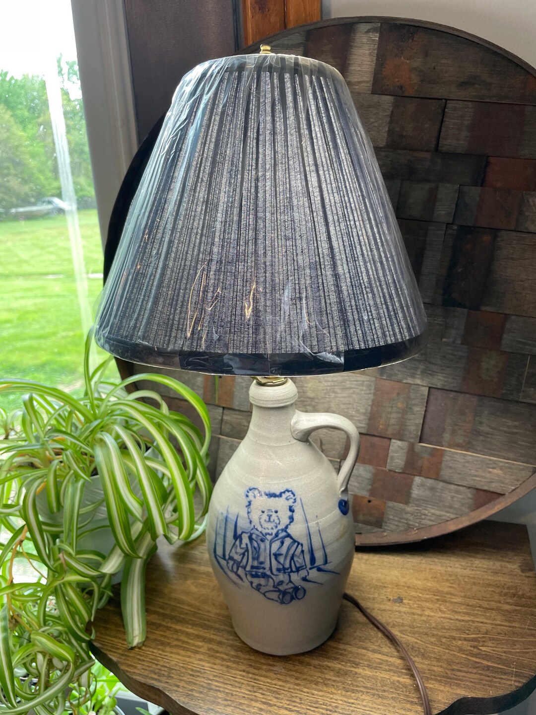 Rowe Pottery Works 1994 Teddy Bear Lamp Salt Glazed Lamp Shad NOT ...