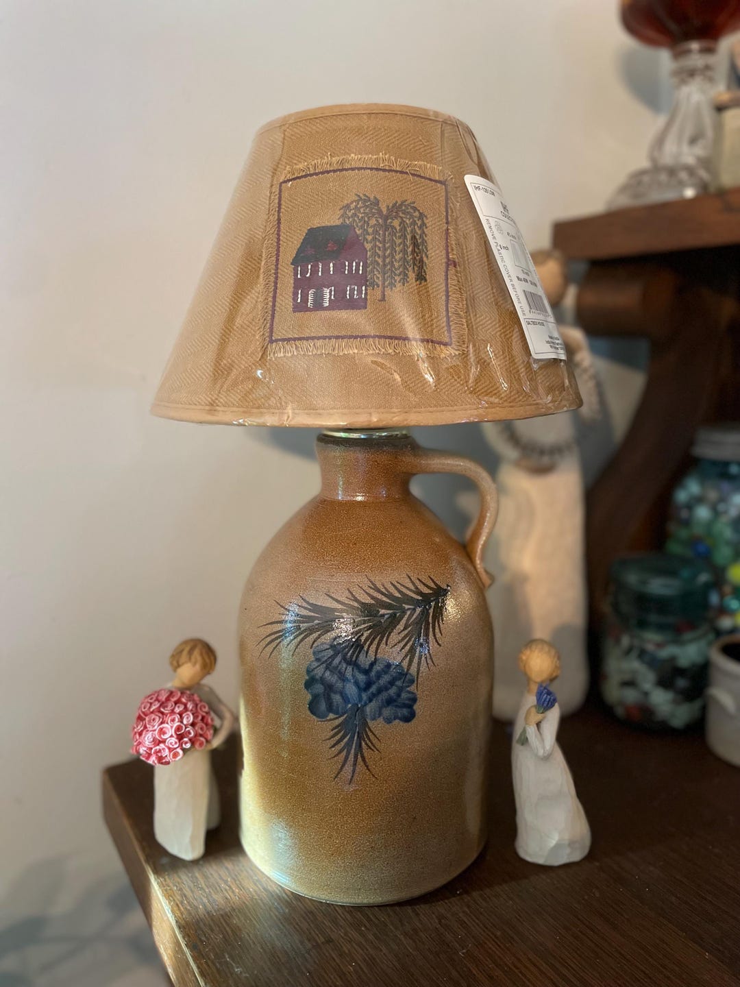 Rowe Pottery Works 2001 Lamp- 21" H Salt Glazed Pinecone Design Lamp ...