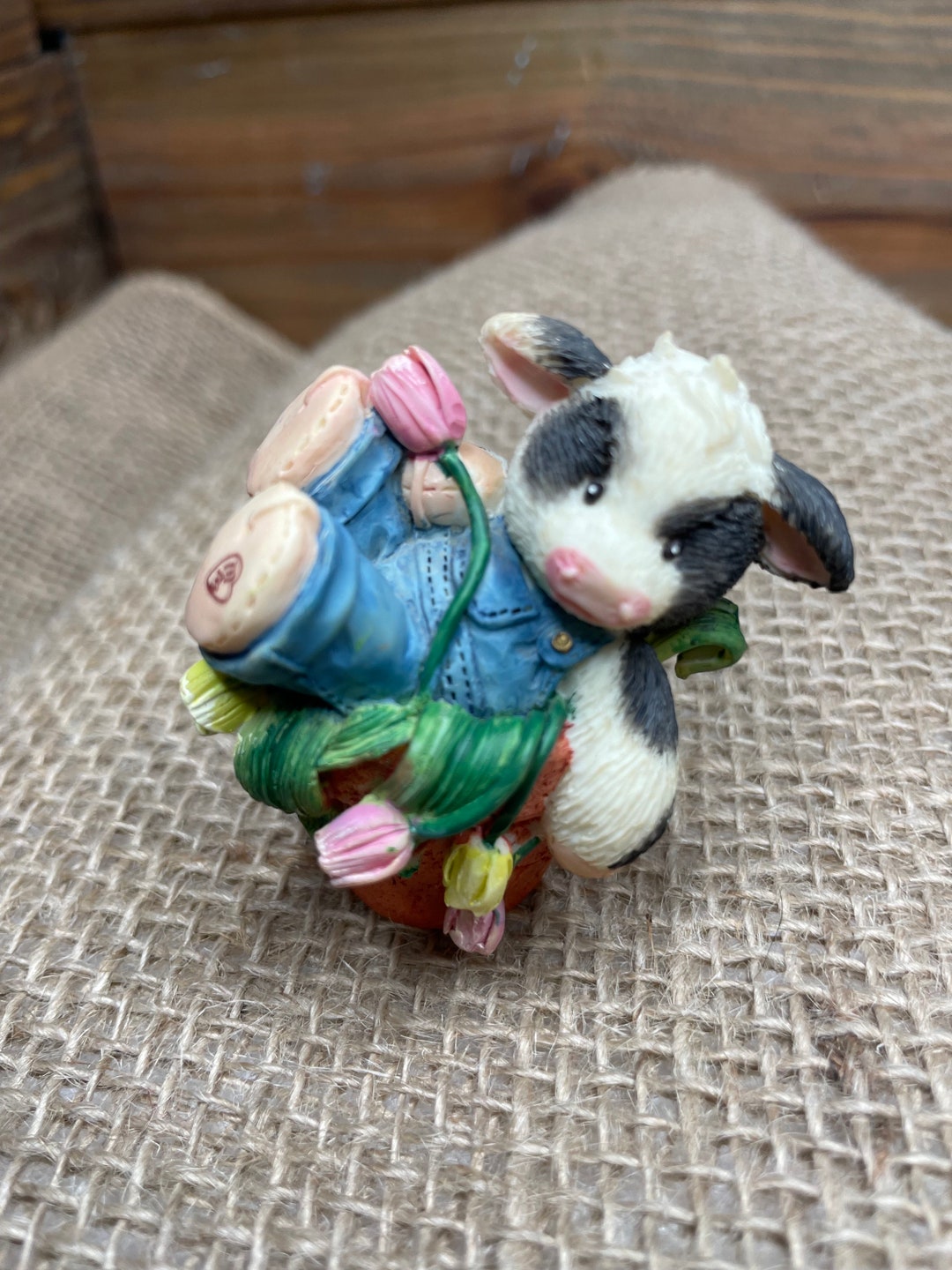 Mary Moo Moos - "falling for You" Flower Pot With Tulips 1996 - Etsy