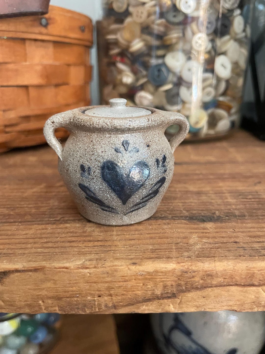 Vintage RARE Rowe Pottery Works 1992 Miniature Winged Heart Bean Pot ...
