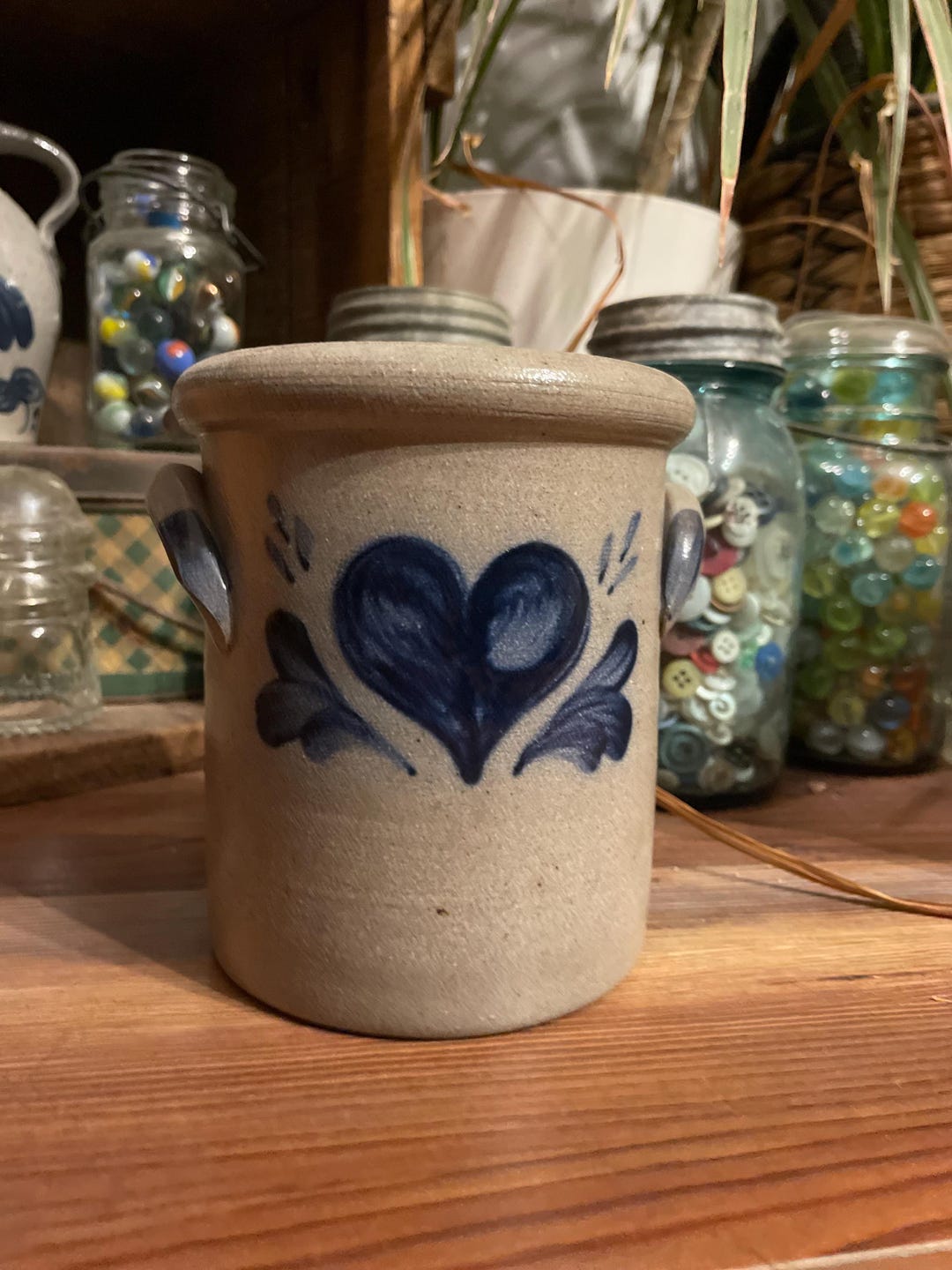 Rowe Pottery Works 1996 Winged Heart Crock Salt Glaze - Etsy