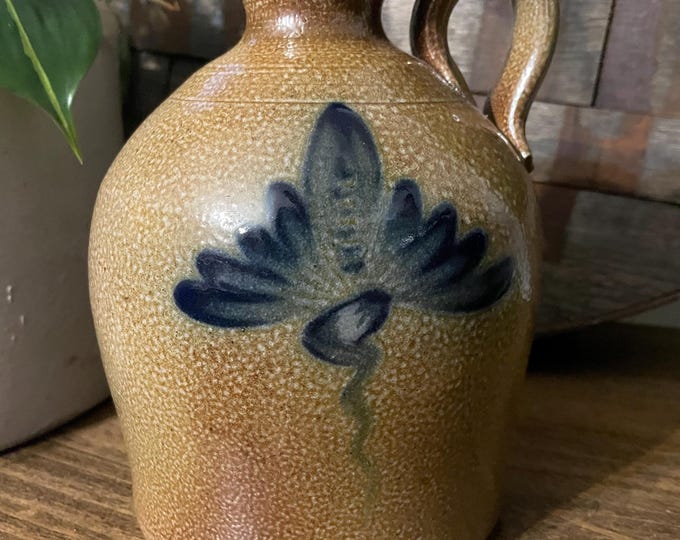 Vintage 2005 Historical Rowe Pottery Works Jug, Blue Flower (fan ...