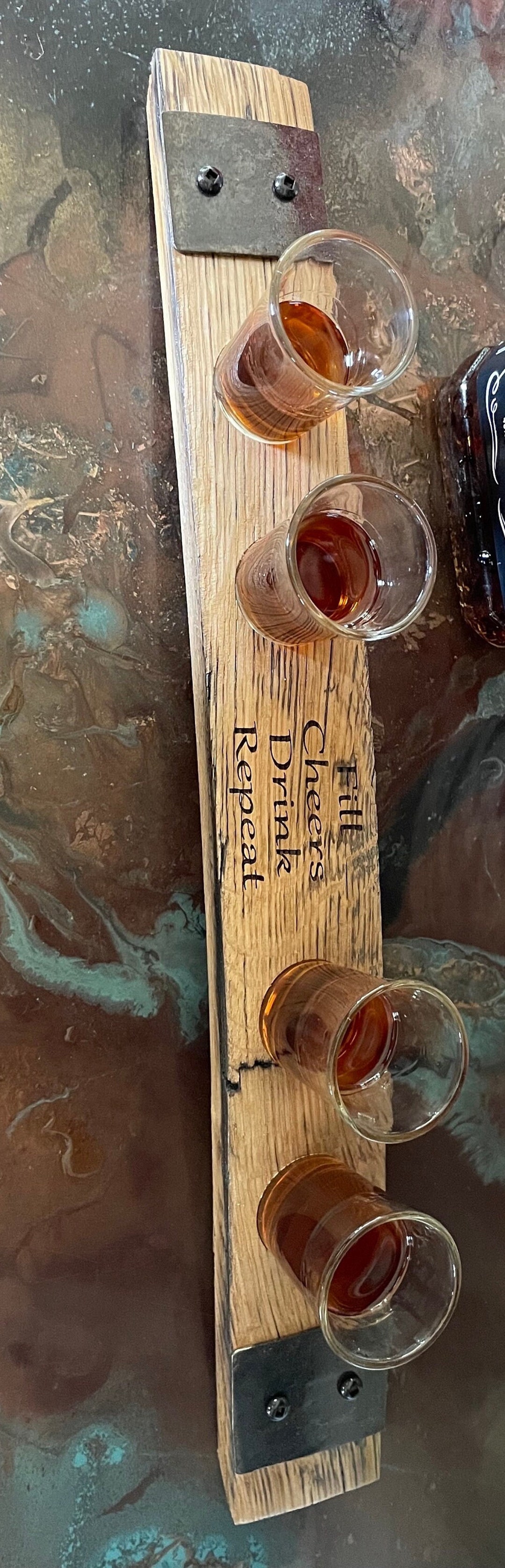 Shot Glass Flight Tray Handcrafted From Whiskey Bourbon Barrel Staves ...