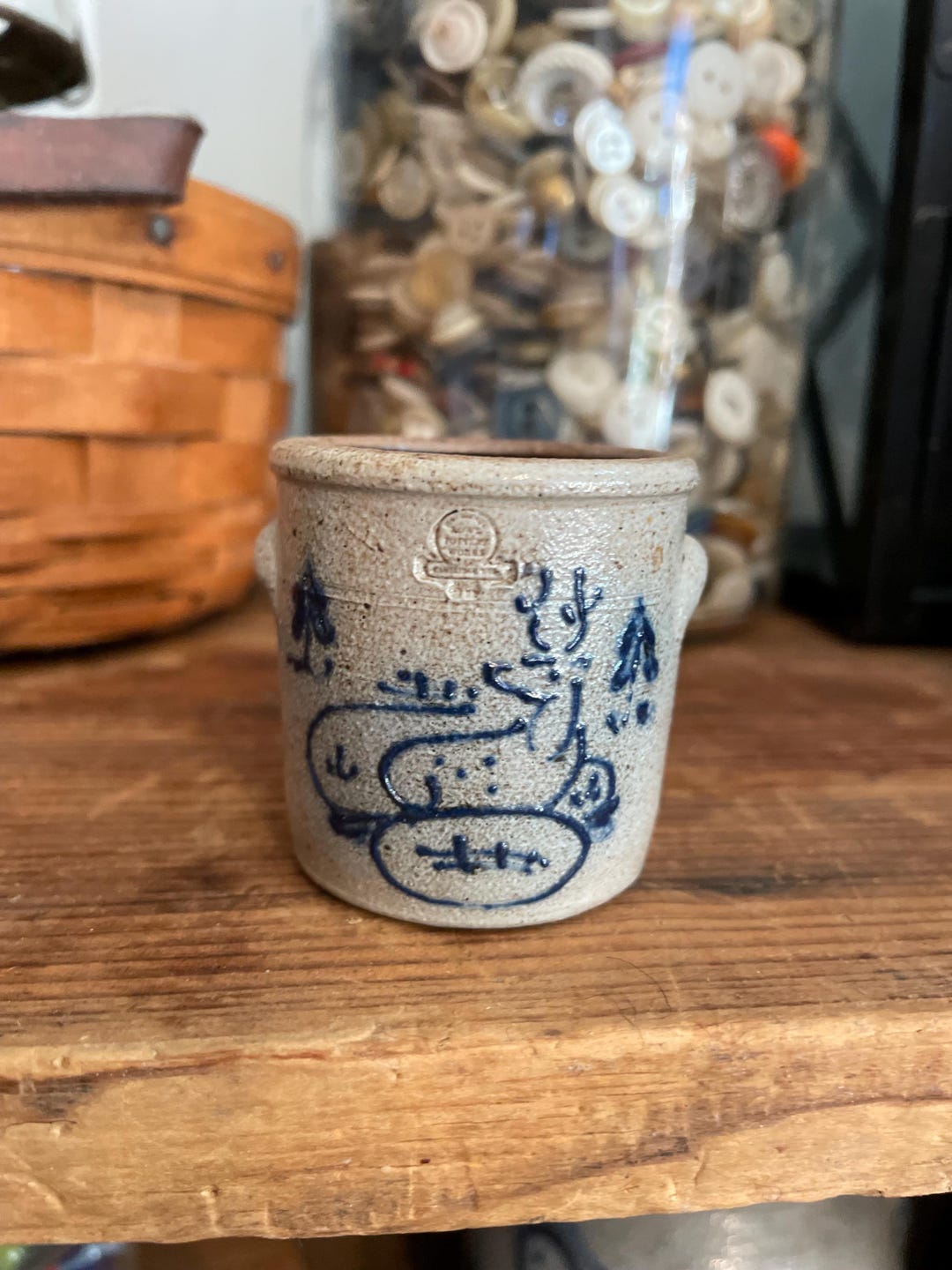 Vintage Rowe Pottery Works 1989 Reindeer Crock 1 3/4 Tall Salt Glaze - Etsy