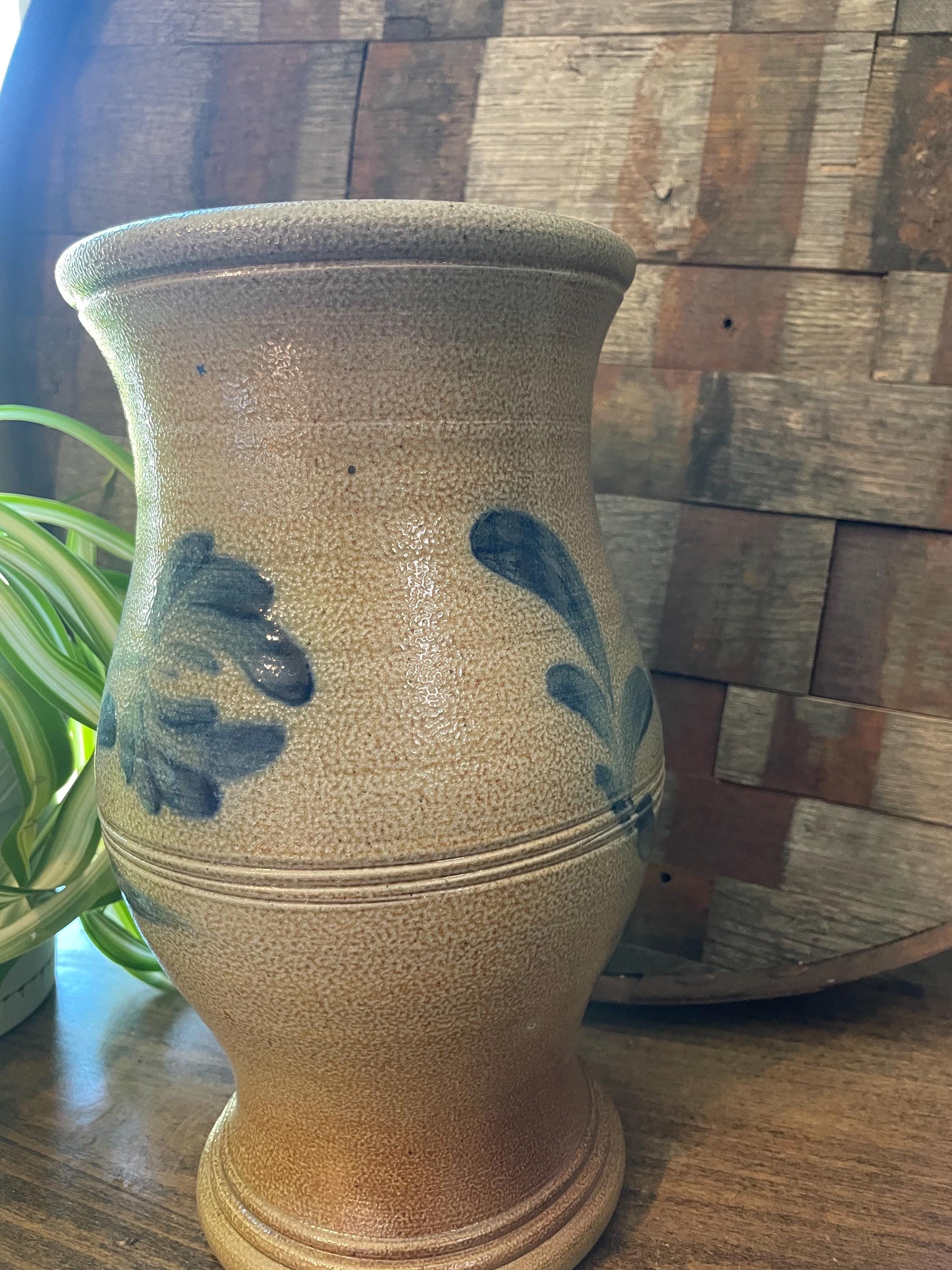 Rowe Pottery Works Historical 2003 Vase Salt Glazed Stoneware Floral ...