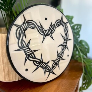 HANDPAINTED Barbed Wire Heart Circular Wood Cutout Ready to Hang 12 X ...