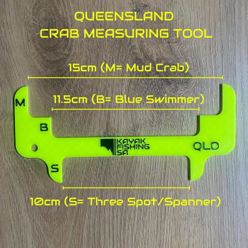 QUEENSLAND Crab Measuring Tool for Mud, Blue Swimmer, Three Spot and ...